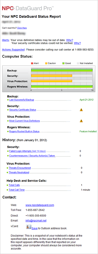 NPC DataGuard Status Report